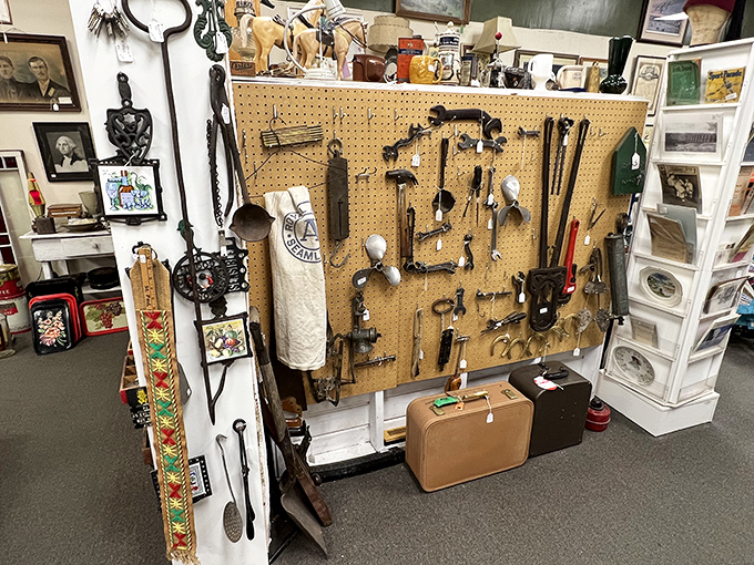 The ultimate dad garage! This pegboard of vintage tools would make Tim "The Tool Man" Taylor weak at the knees. Time to get crafty!