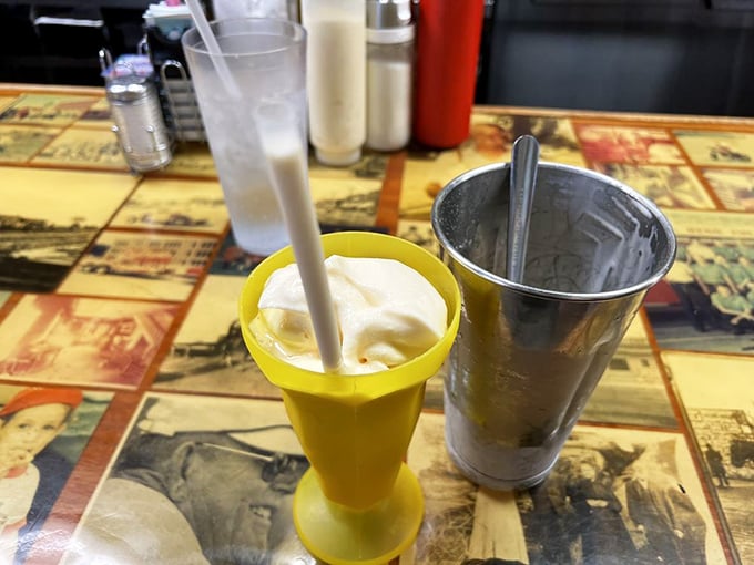 Step into a time capsule of Americana. This dining area is serving nostalgia with a side of comfort food.