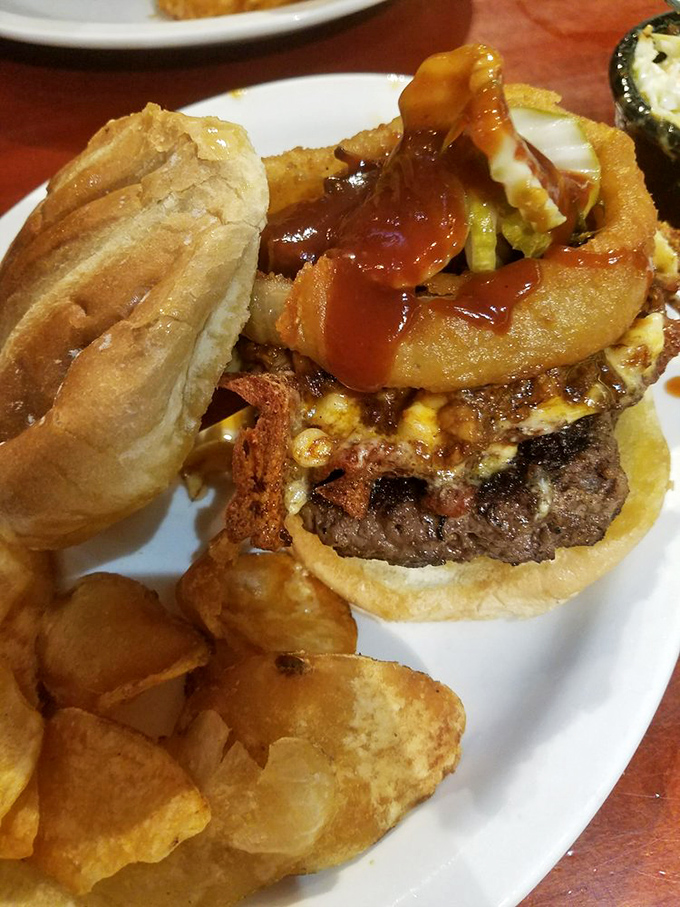 Whiskey Tango Foxtrot indeed! This burger is so loaded, it needs its own area code. Prepare for a flavor explosion in your mouth.