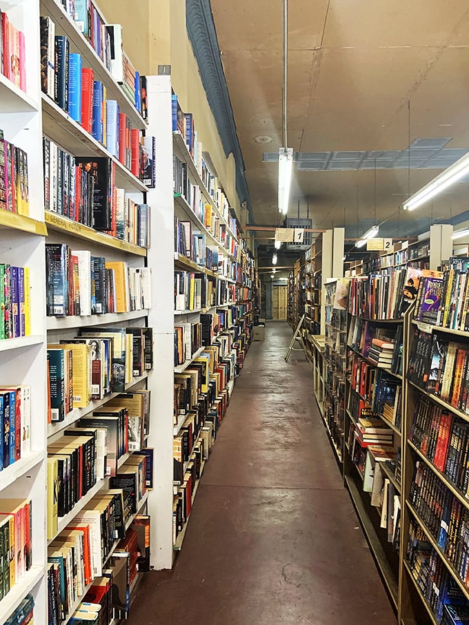 Endless possibilities stretch before you in this book-lined corridor. It's like the Yellow Brick Road, but for literature lovers!