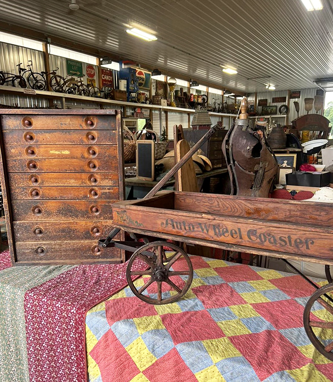 Antique alley or time traveler's showroom? These wooden wonders are just waiting to tell their stories and find new homes.