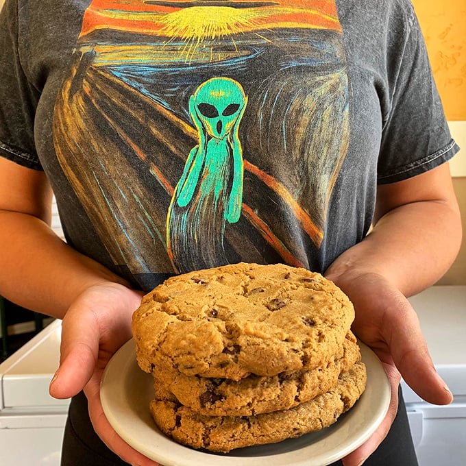 Cookies and brownies and cakes, oh my! This display case is like Willy Wonka's factory, but with less top hats and more butter.