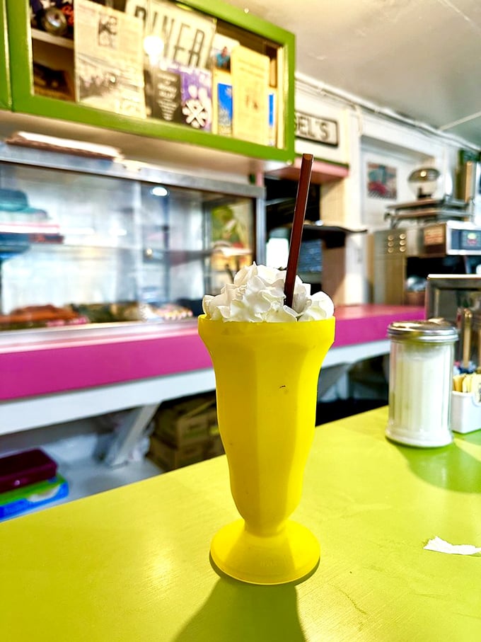 Yellow submarine or banana shake? This creamy concoction is a ray of sunshine in a glass, topped with a cloud of whipped cream that'll make you forget all about your diet.