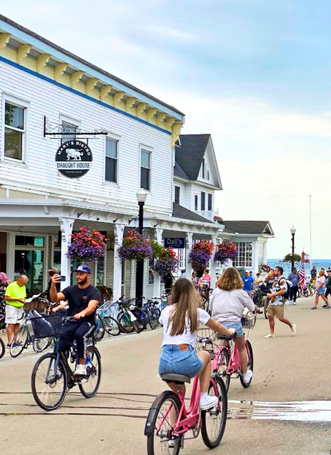 Wheels and deals: Mackinac Island's version of rush hour. Who needs a Ferrari when you've got a shiny Schwinn?
