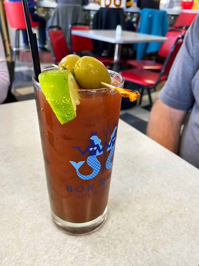 A Bloody Mary that's practically a meal in itself. It's like a liquid salad bar, but with a kick that'll wake you up faster than a rooster on Red Bull.