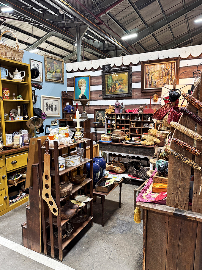 A booth that's bursting at the seams with charm. It's like your eccentric aunt's attic, but with price tags and better lighting.