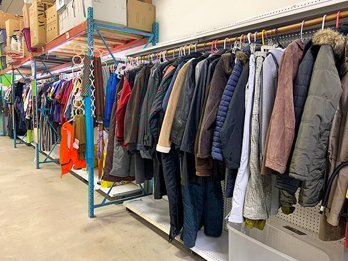 Fashion time machine! From vintage threads to modern steals, this rack is where style meets sustainability in a colorful dance.