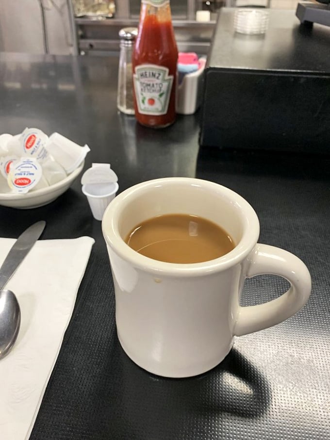 The elixir of life, diner-style. This cup of joe promises to kickstart your day faster than a Boston driver at a green light.