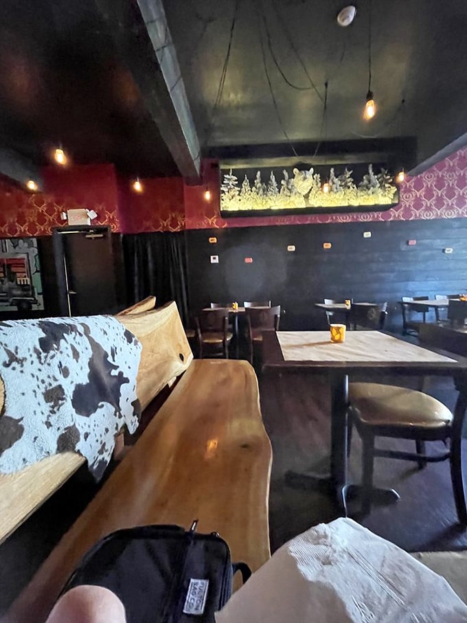 Rustic charm meets modern comfort in this inviting dining room. It's like eating in your coolest friend's living room &ndash; if that friend was a BBQ master.