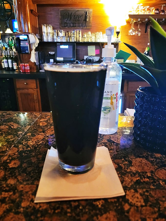 Is it a potion? Is it magic? Nope, just a perfectly poured pint of liquid courage to wash down all that prime rib.