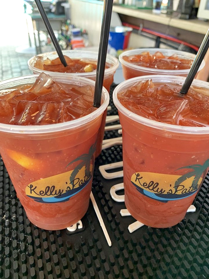 Tropical vibes in a glass! Kelly's cocktails are like a Jersey Shore sunset - colorful, refreshing, and guaranteed to make you forget your troubles.