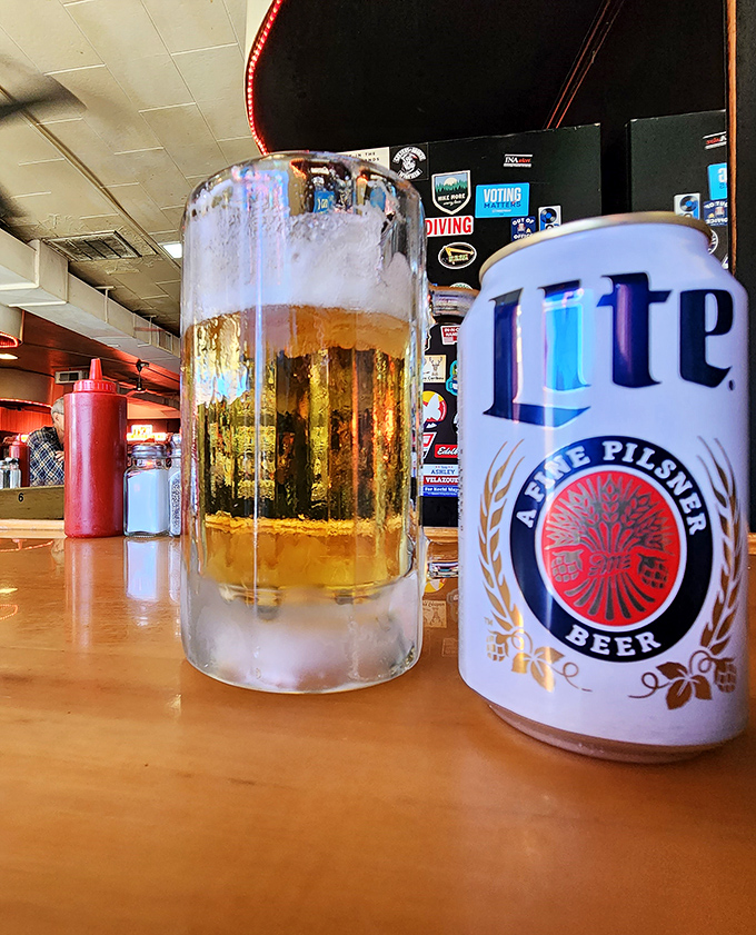 Cheers to good taste! Nothing washes down a burger quite like an ice-cold brew. It's like a high-five for your taste buds.