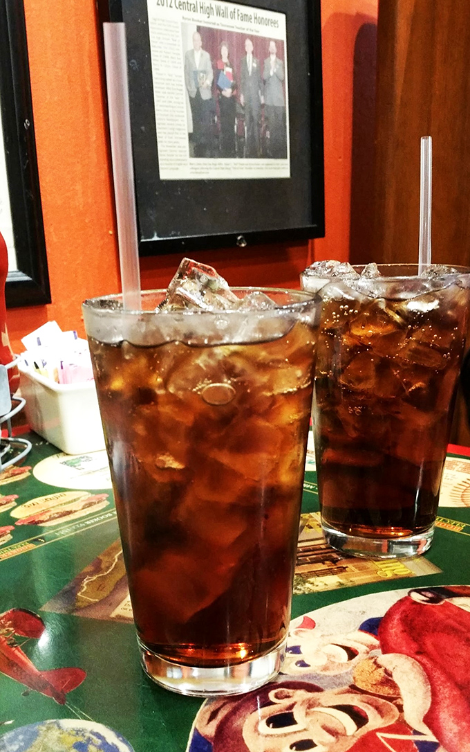 Thirst-quenching giants! These iced teas are big enough to swim in. Perfect for washing down Litton's hearty fare.