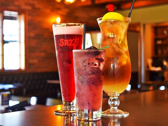 Cocktails at Saz's&mdash;where the drinks are as colorful as Wisconsin's football rivalries. That Long Island Iced Tea isn't fooling anyone.