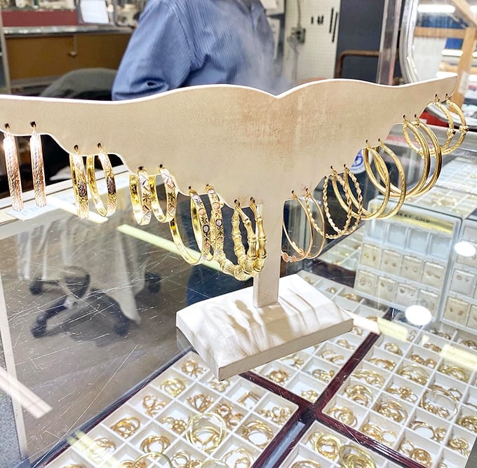 Ear candy galore! This jewelry display is like a treasure chest for your lobes, with enough sparkle to make a disco ball jealous.