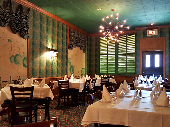 Forget mood lighting &ndash; these chandeliers are setting the mood for a memorable meal. Dim lights, full plates, can't lose!