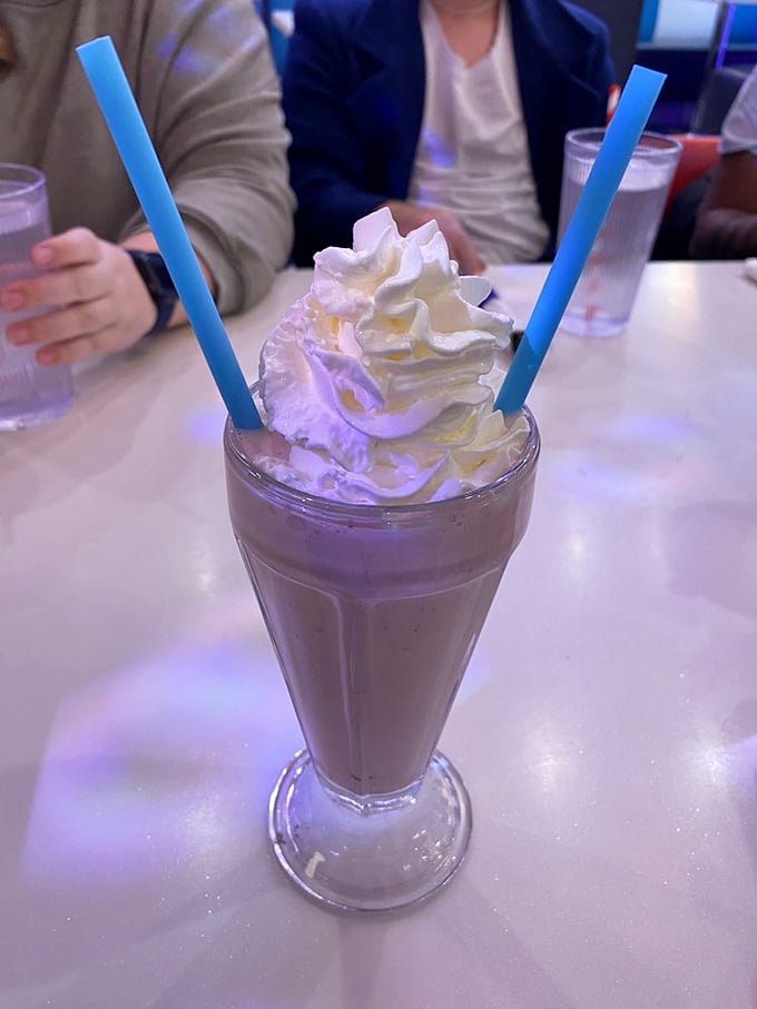 Milkshake or work of art? This creamy concoction is so thick, you might need to train for weeks just to sip it.