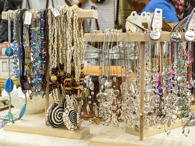 Treasure hunters, ahoy! This sparkling sea of necklaces is a siren song for accessory aficionados. Resistance is futile!