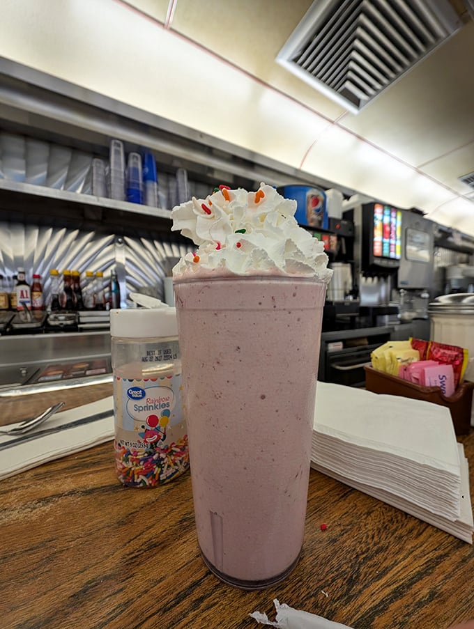 Shake it up, baby! This milkshake is so thick, you might need a spoon&hellip; or a small excavator.