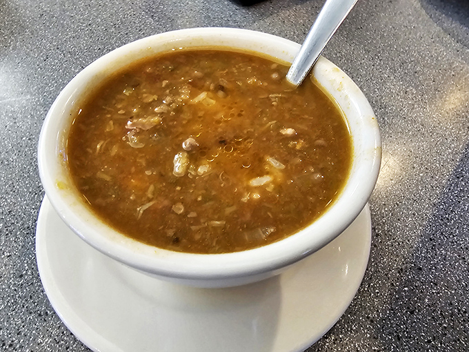 Soup's on! This hearty bowl looks like it could warm you up faster than a bear hug from your favorite aunt.