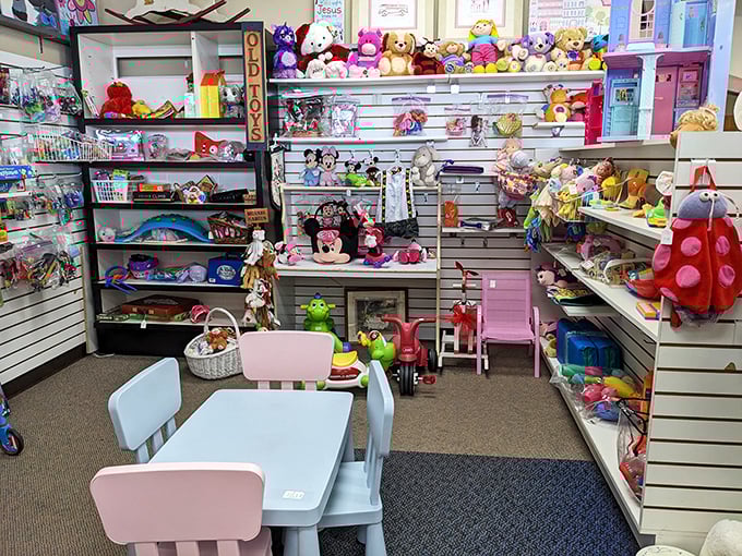 Toy Story comes to life! This colorful corner is where childhood memories come to play and parents come to reminisce about simpler, less battery-operated times.