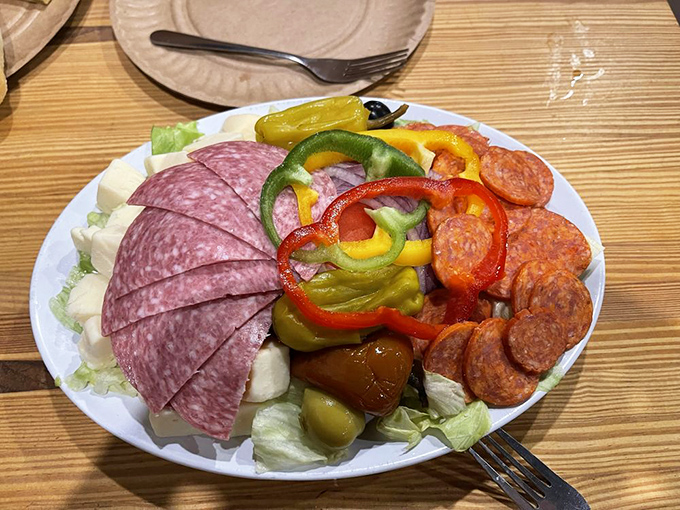 The antipasto platter that puts Italian nonnas to shame! A colorful canvas of cured meats and veggies.
