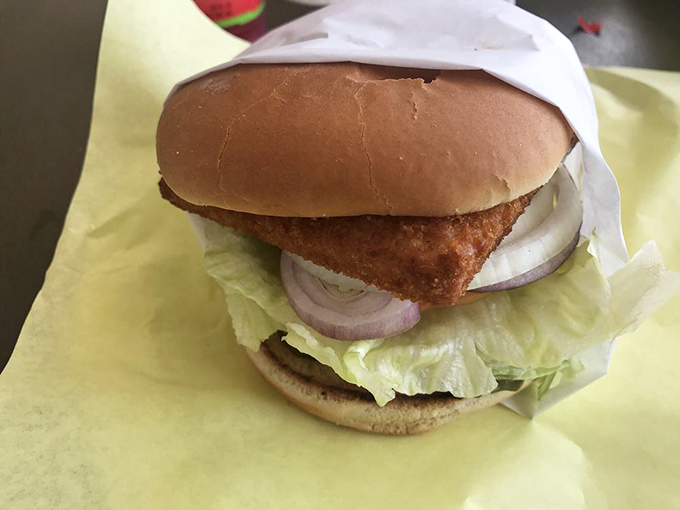 Something's fishy here – in the best way possible! This fish burger is swimming upstream to flavor town.