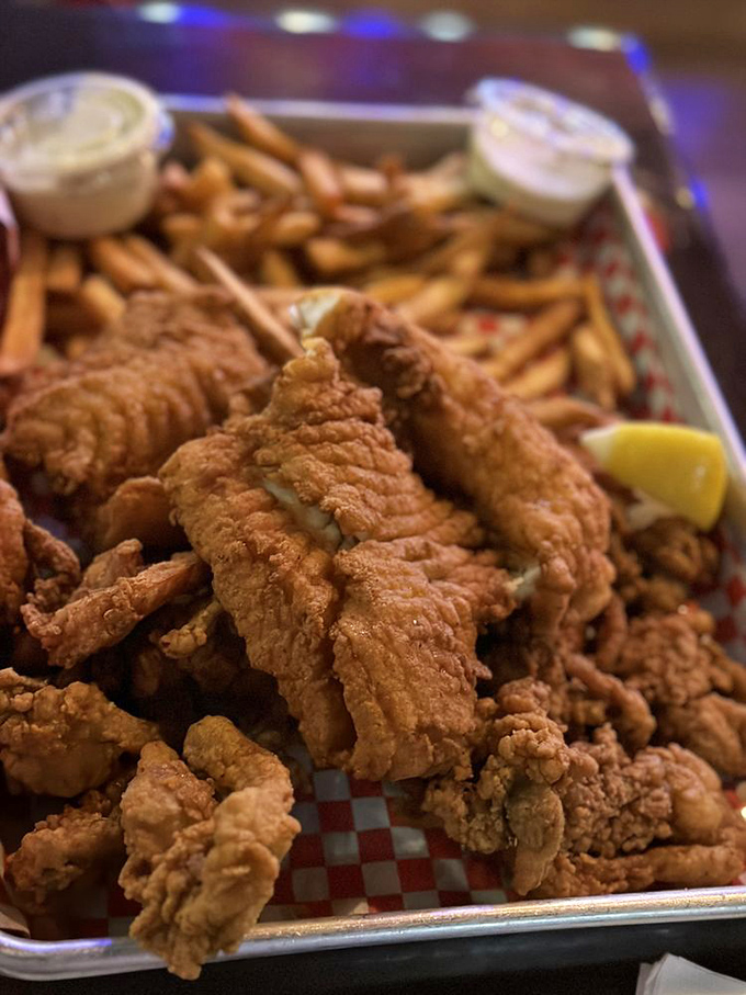The Fisherman's Platter: where indecision meets deliciousness. It's like a greatest hits album for your taste buds.
