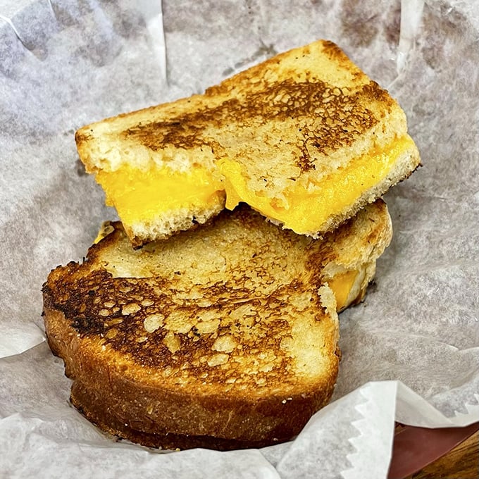 Grilled cheese perfection! It's like a warm, gooey hug for your mouth.