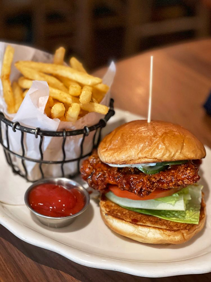 A sandwich so perfectly balanced, it could teach yoga classes&mdash;spicy chicken, cool lettuce, and a side of fries that knows its supporting role well.