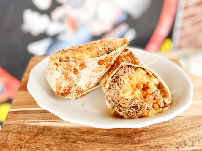 The Rebel Wrap: where pulled pork gets the warm, cheesy hug it deserves before making the journey to your happy place.