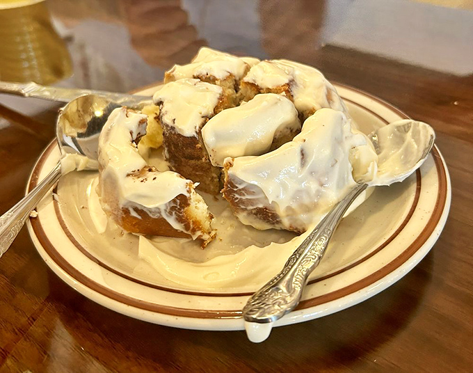 Cinnamon bun or edible pillow? This gooey masterpiece is so soft, you might be tempted to take a nap on it.