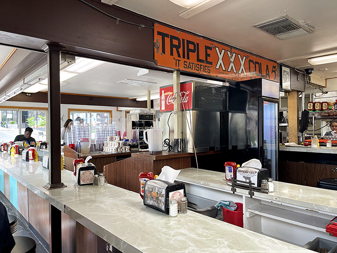 Where everybody knows your name (or soon will)! The cozy interior invites you to pull up a stool and stay awhile.