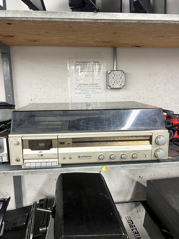 Calling all vinyl junkies! This Hitachi beauty is ready to spin your thrift store scores. Time to dust off those disco moves!