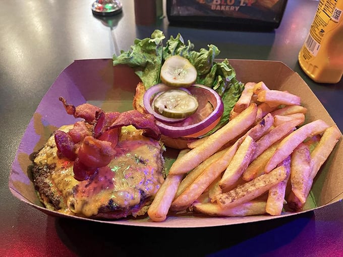 A bacon cheeseburger that's more photogenic than most Instagram influencers. #NoFilterNeeded