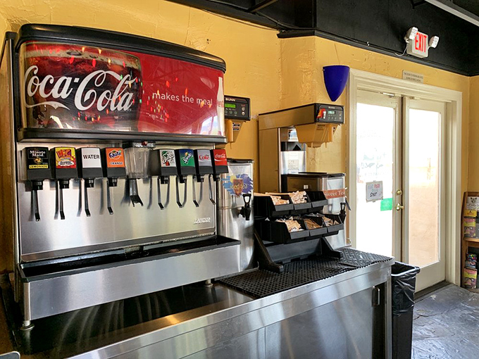 Sip, sip, hooray! This soda fountain is ready to quench your thirst after that flavor explosion. Choose your weapon wisely!