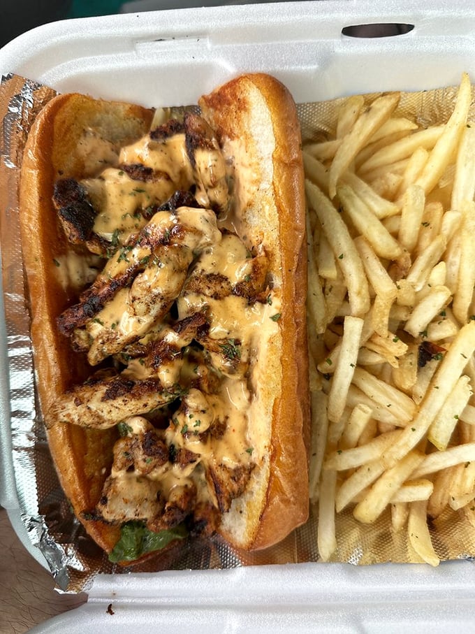 This Blackened Chicken Sandwich is bringing the heat! It's like a spicy chicken decided to crash a seafood party.