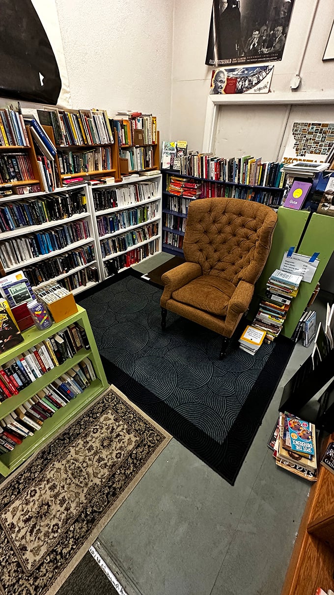 A cozy nook for bookworms. Curl up in this chair and you might emerge a week later with a newfound obsession for obscure Russian literature.