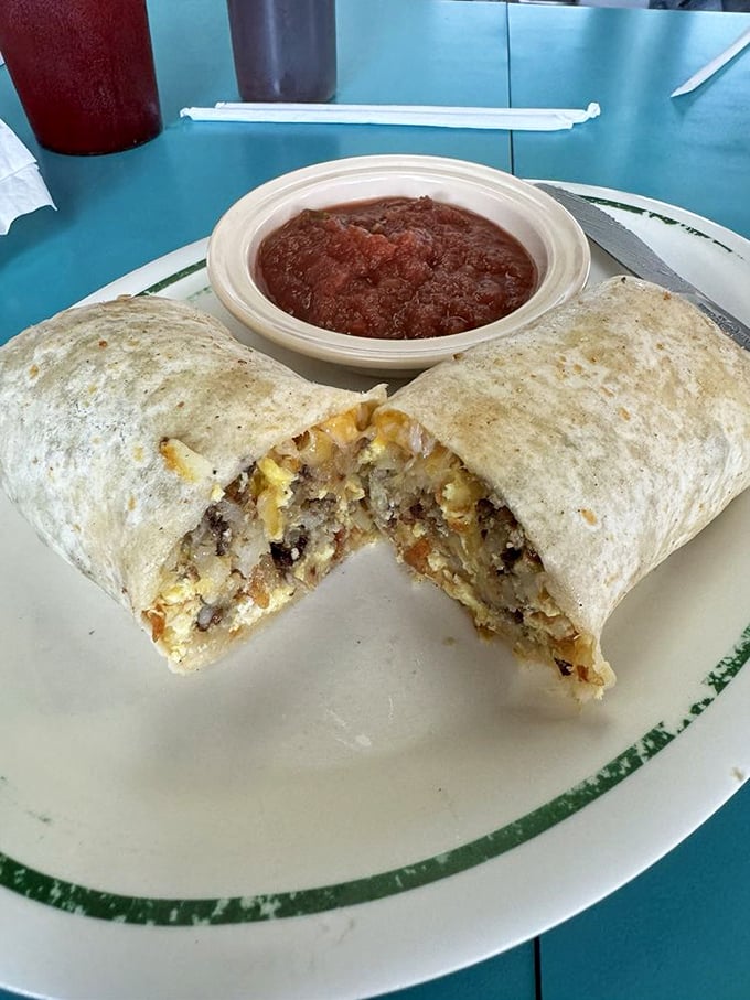 This breakfast burrito is what happens when morning hunger meets engineering excellence. Stuffed with enough goodness to fuel you through lunchtime and beyond.