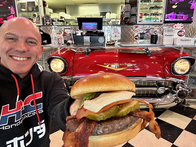 Hold onto your taste buds! This burger's about to take them on a flavor rollercoaster that would make Six Flags jealous.