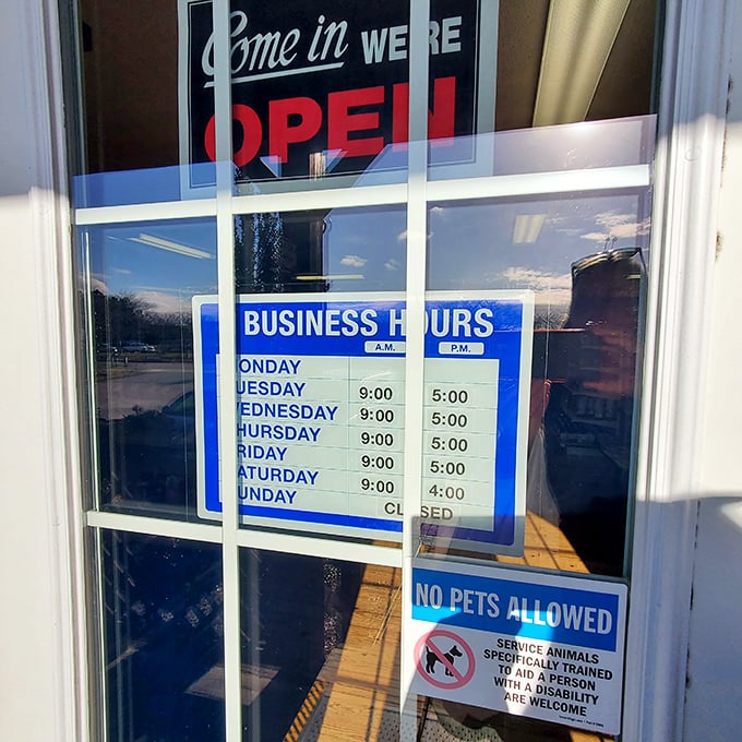 Even the business hours sign feels nostalgic, promising six full days of baked goodness and one day of necessary rest for the pastry wizards.