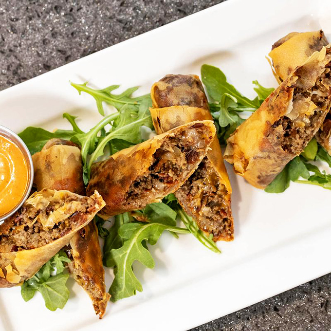 East meets West in these cheeseburger spring rolls. It's like your favorite diner and Chinese takeout had a delicious love child.