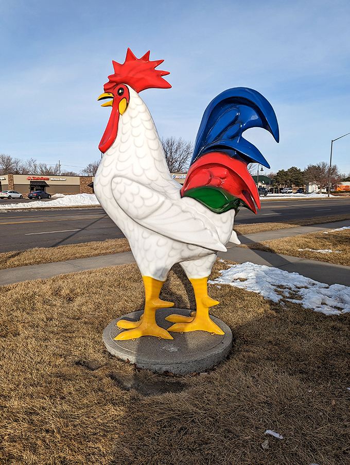 Meet the unofficial mayor of Tommy's. This colorful rooster statue stands tall, greeting guests with a cock-a-doodle-hello!
