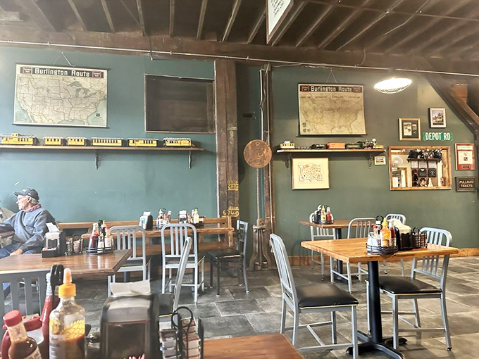 All aboard the nostalgia express! The dining area at Railroad Bill's is a charming blend of vintage charm and modern comfort, perfect for your next foodie adventure.