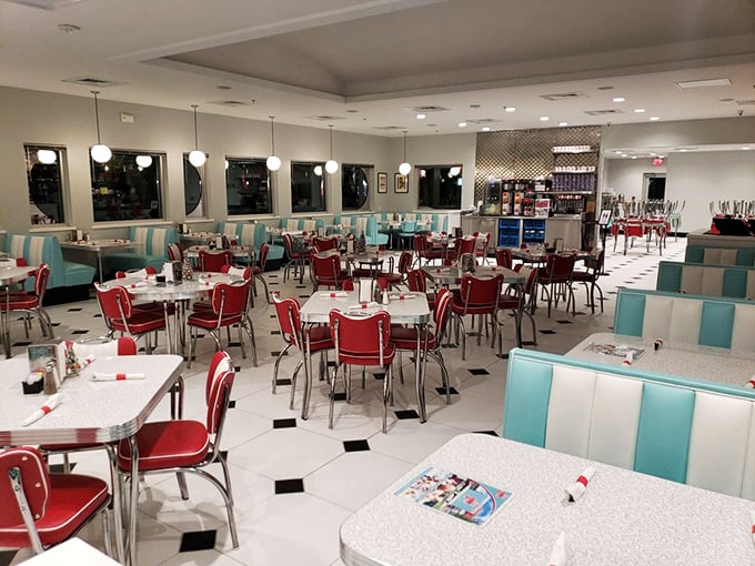 Booths, chrome, and endless possibilities. This dining area is where memories are made and diets come to die. Worth it!