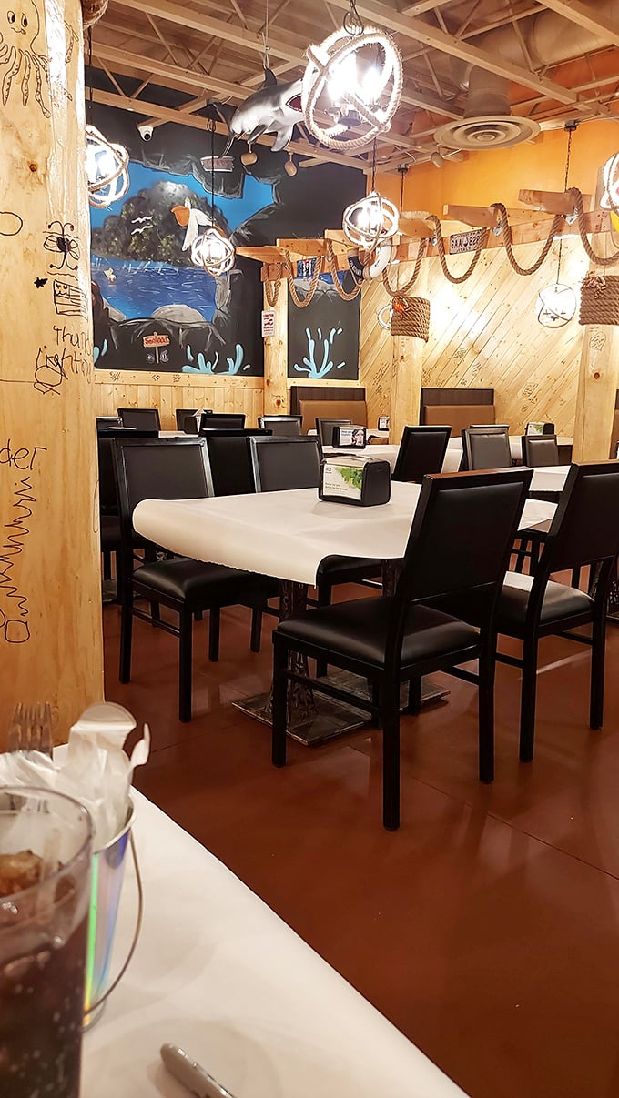 Nautical meets nice in this cozy dining area. It's like eating in the belly of a friendly whale &ndash; minus the whole being swallowed part.