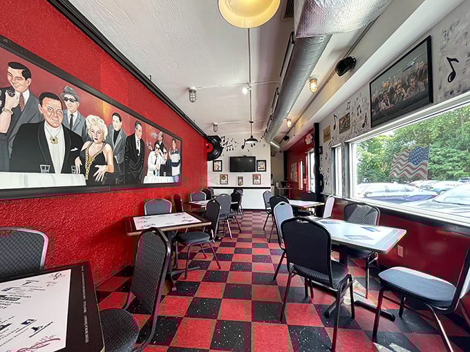 Red and black checkerboard floors, celebrity posters &ndash; it's like the 1950s and your cool aunt's basement had a beautiful baby.
