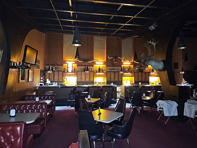 Welcome to the inner sanctum of steak worship. This dining area isn't just a room; it's a temple where beef is revered and calories don't count.