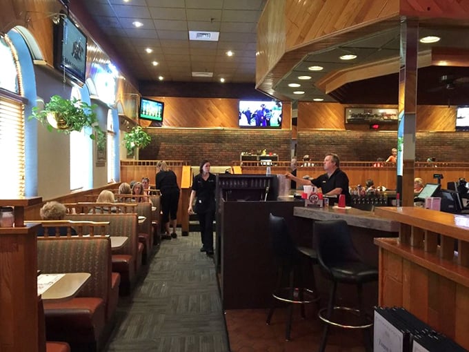 Where everybody knows your name... and your favorite toppings. This dining area is serving up slices with a side of community spirit.