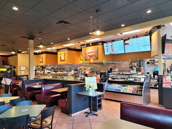 Welcome to the heart of Jason's Deli. This dining area is where sandwich dreams come true and diet plans go to die (temporarily, of course).